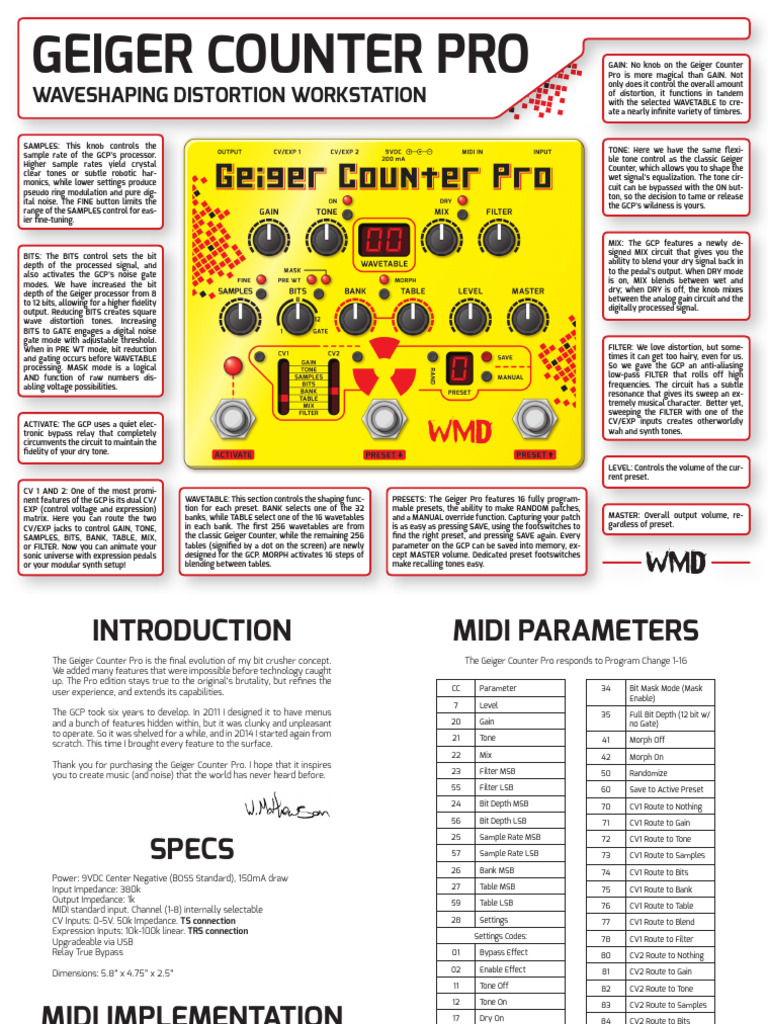 Geiger Counter Pro: Advanced Distortion Pedal | PDF | Computer Science ...
