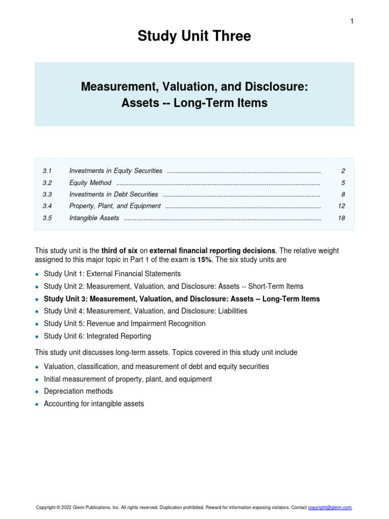 CMA CMA1 SU3 Outline | PDF | Depreciation | Equity (Finance)
