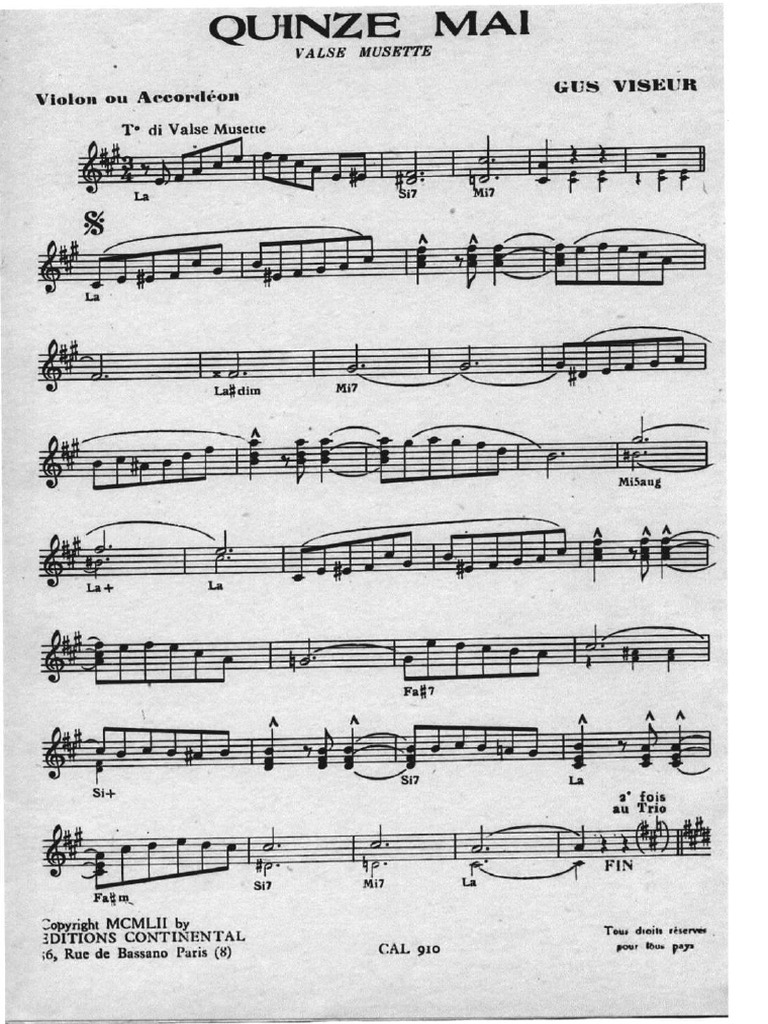 Sheets - Gus Viseur - Quinze Mai | PDF