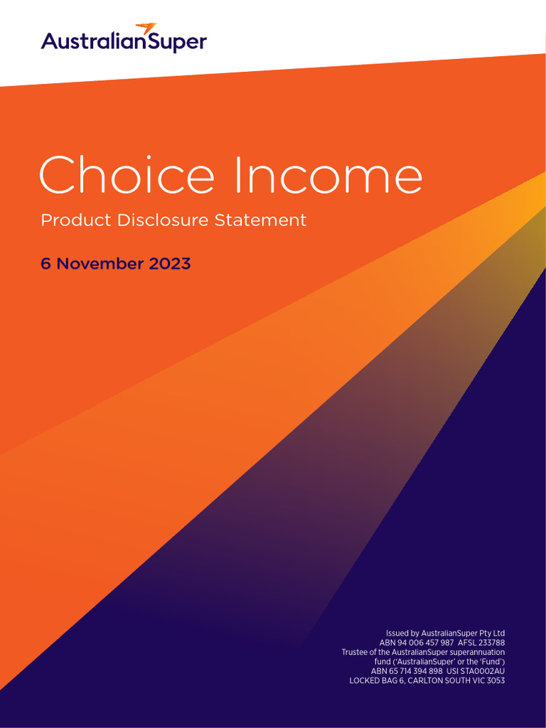 PDS Choice Income | PDF | Cost Of Living | Financial Risk