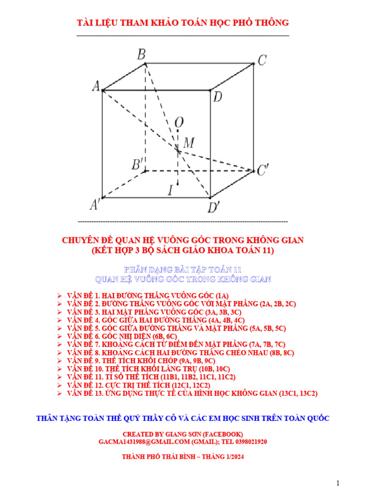 Phan Dang Bai Tap Toan 11 Quan He Vuong Goc Trong Khong Gian | PDF