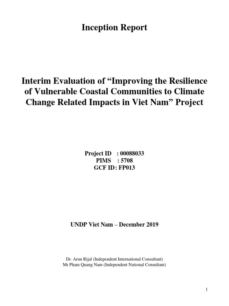 Inception Report IE of Improving Resilience of Coastal Communities ...