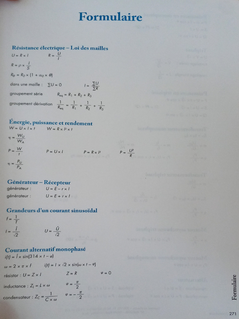 Formules Electrotechnique | PDF