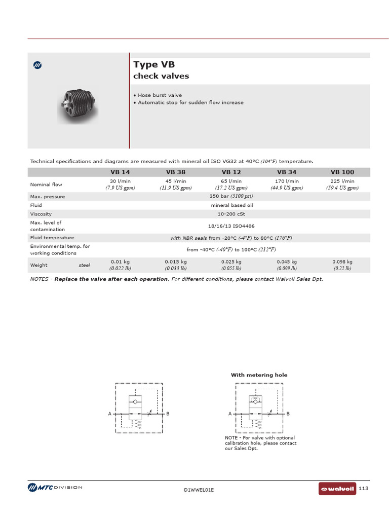 Type VB: Check Valves | PDF | Valve | Viscosity