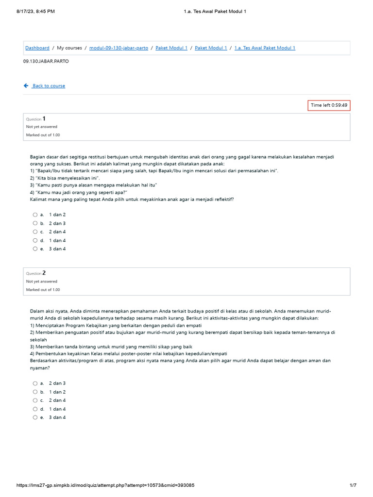 Tes Awal Modul 1 untuk Pelatihan PM | PDF