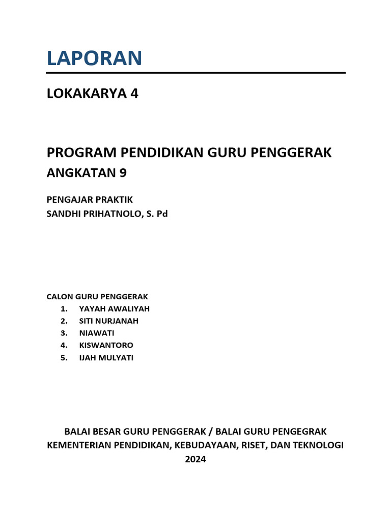 Laporan Lokakarya 4 - 18 Februari 2024 | PDF