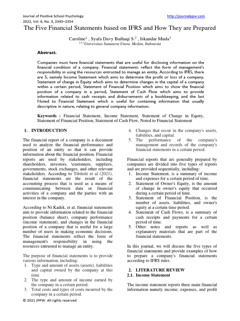 The Five Financial Statements Based On IFRS | PDF | Balance Sheet ...