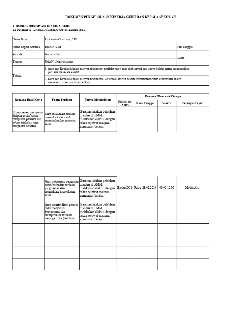 3 Formulir Observasi Guru | PDF