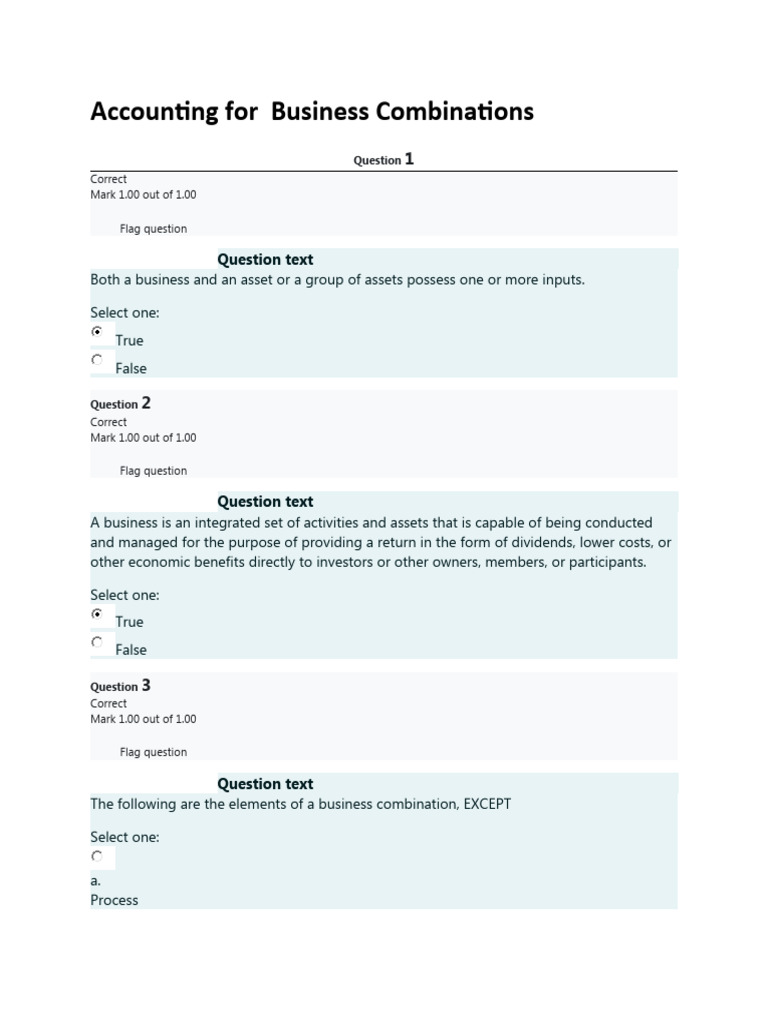 Accounting For Business Combinations (PrelimQ2) | PDF | Factors Of Production | Securities (Finance)