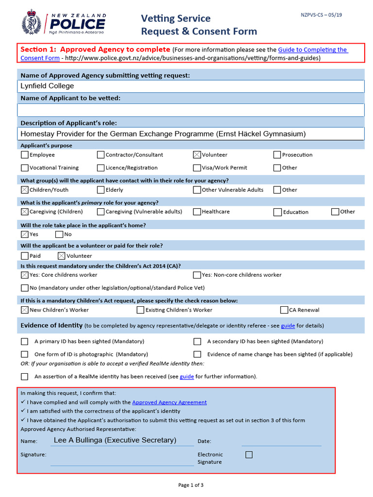 Police Vetting Form For The German Exchange Programme 19062023 | PDF ...