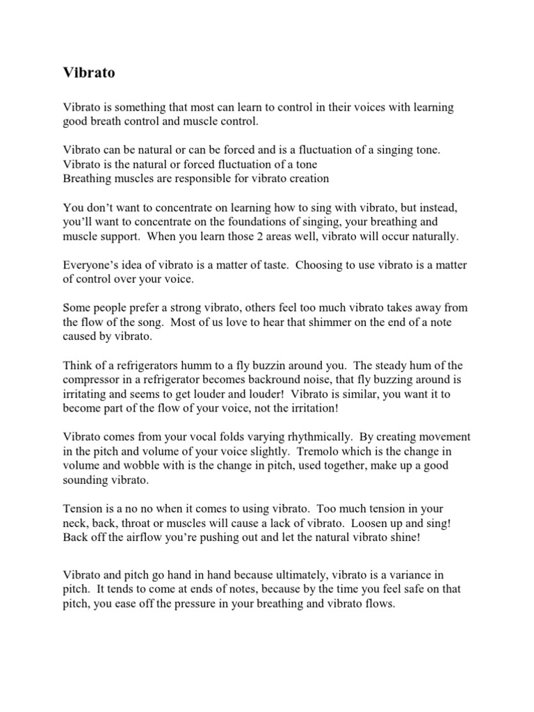 Step 3 - Vibrato, Tone Placement, Diction and Resonance | PDF | Singing ...