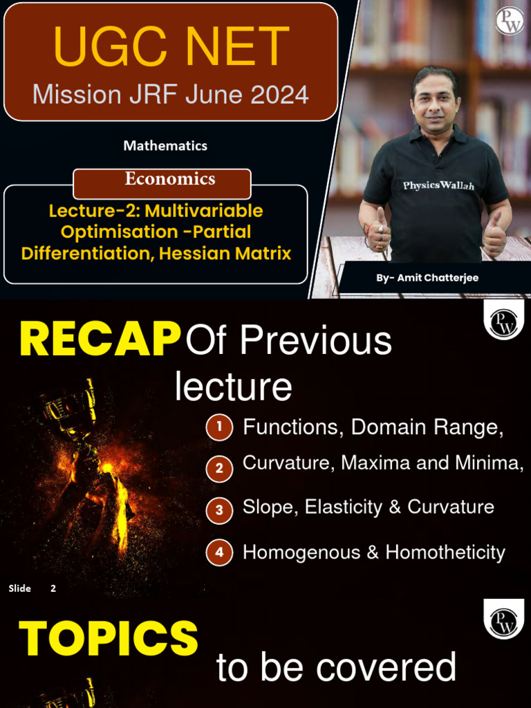 Multivariable Optimisation Techniques Partial Differentiation Hessian Matrix 09th Jan 