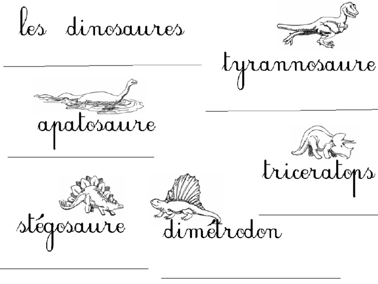 Fiche - Maternelle - Dinosaures - en - Cursive | PDF