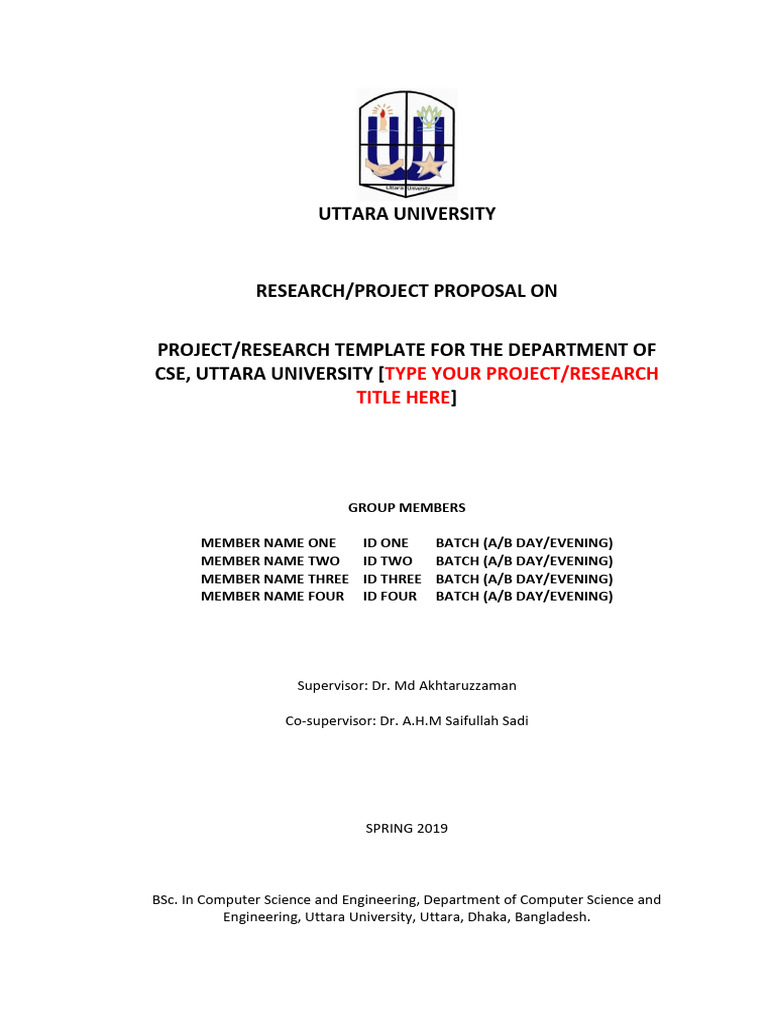 Project Proposal Template (Phase I) UU CSE | PDF