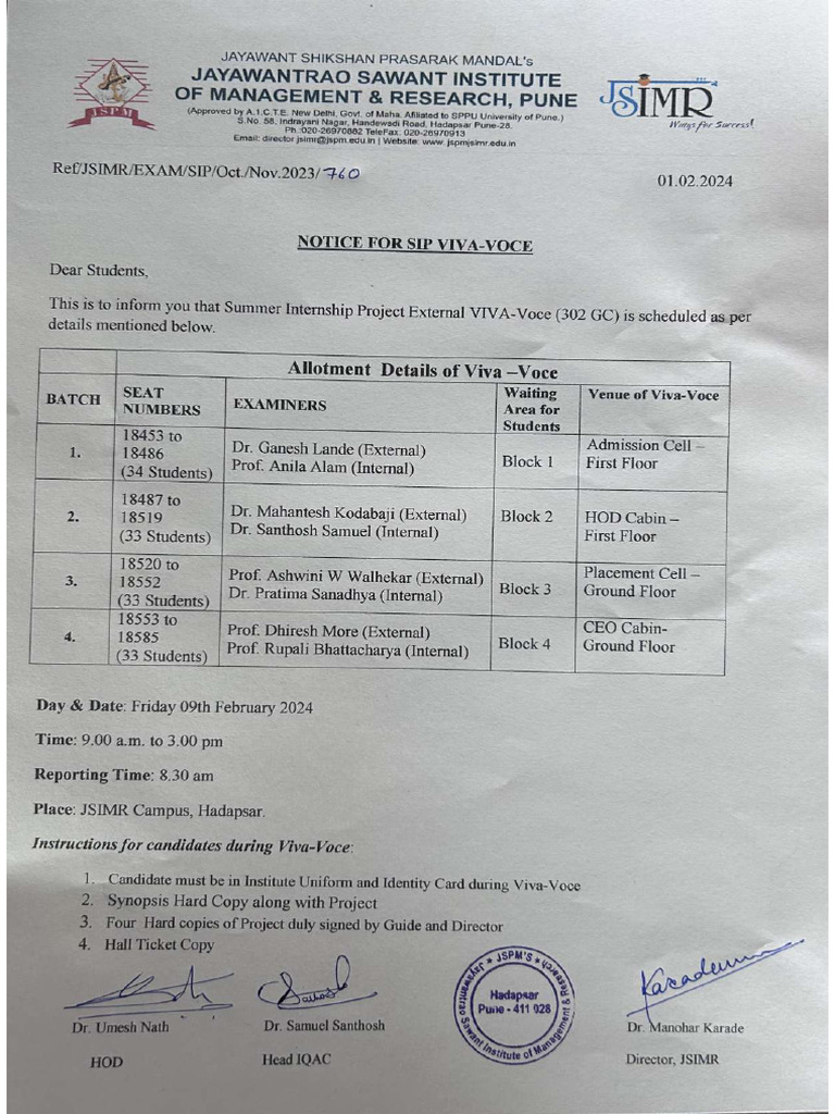 Notice & Seating Arrangement | PDF