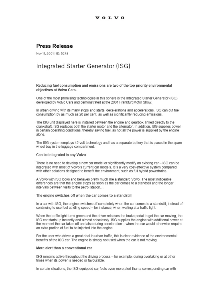 5278 Integrated Starter Generator ISG | Download Free PDF | Car | Engines