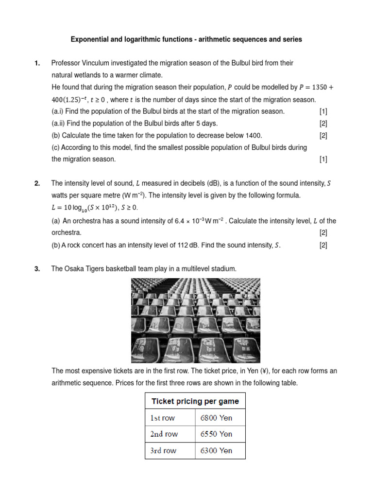 Exponential and Logarithmic Functions - Arithmetic Sequences and Series ...