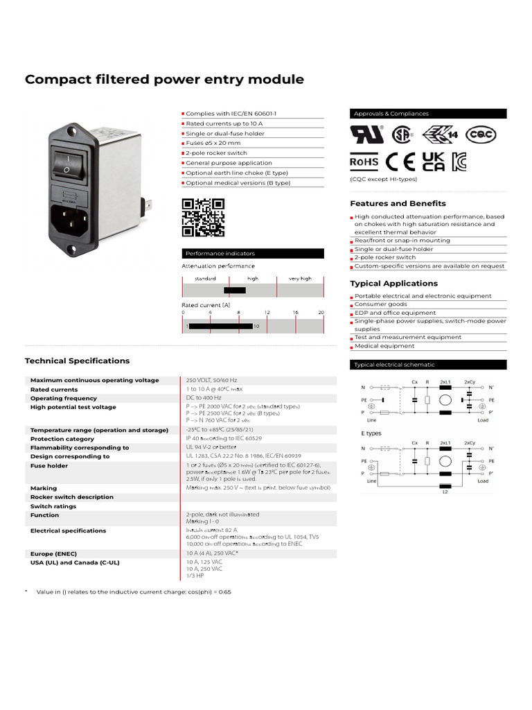 Schaffner Datasheet FN280 | PDF | Fuse (Electrical) | Alternating Current
