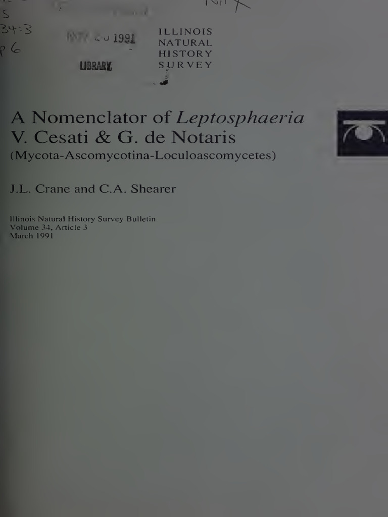 Nomenclator: Leptosphaeria G. de | PDF | Genus | Species