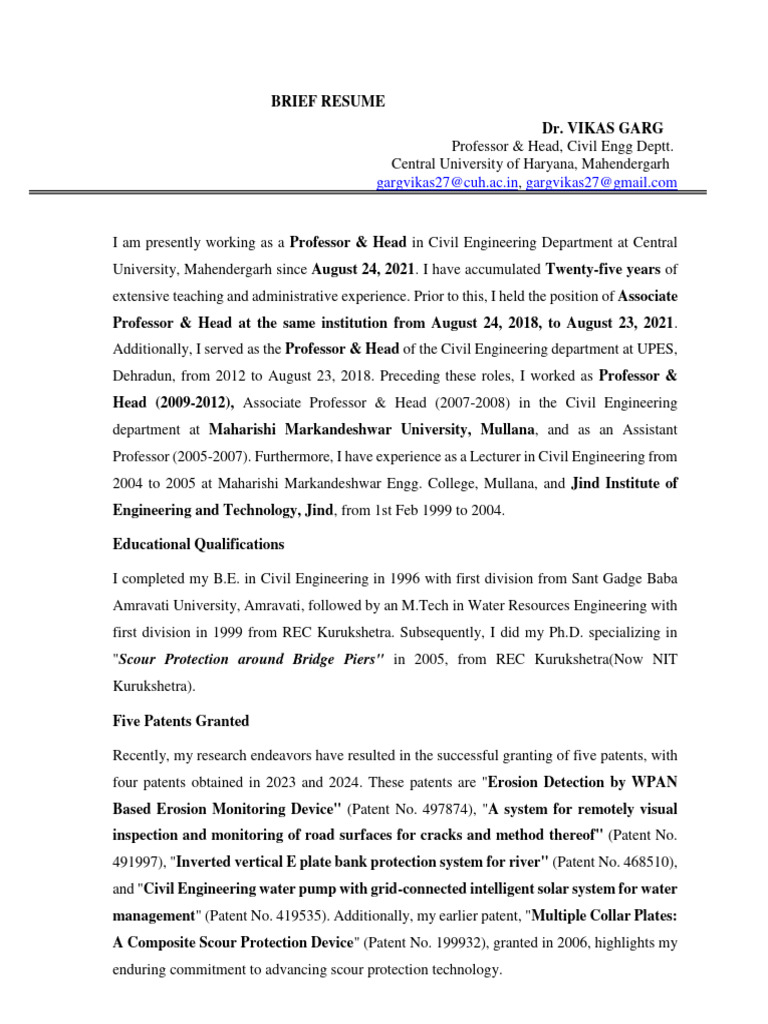 Brief Resume 2024 | PDF | Academic Publishing | Engineering