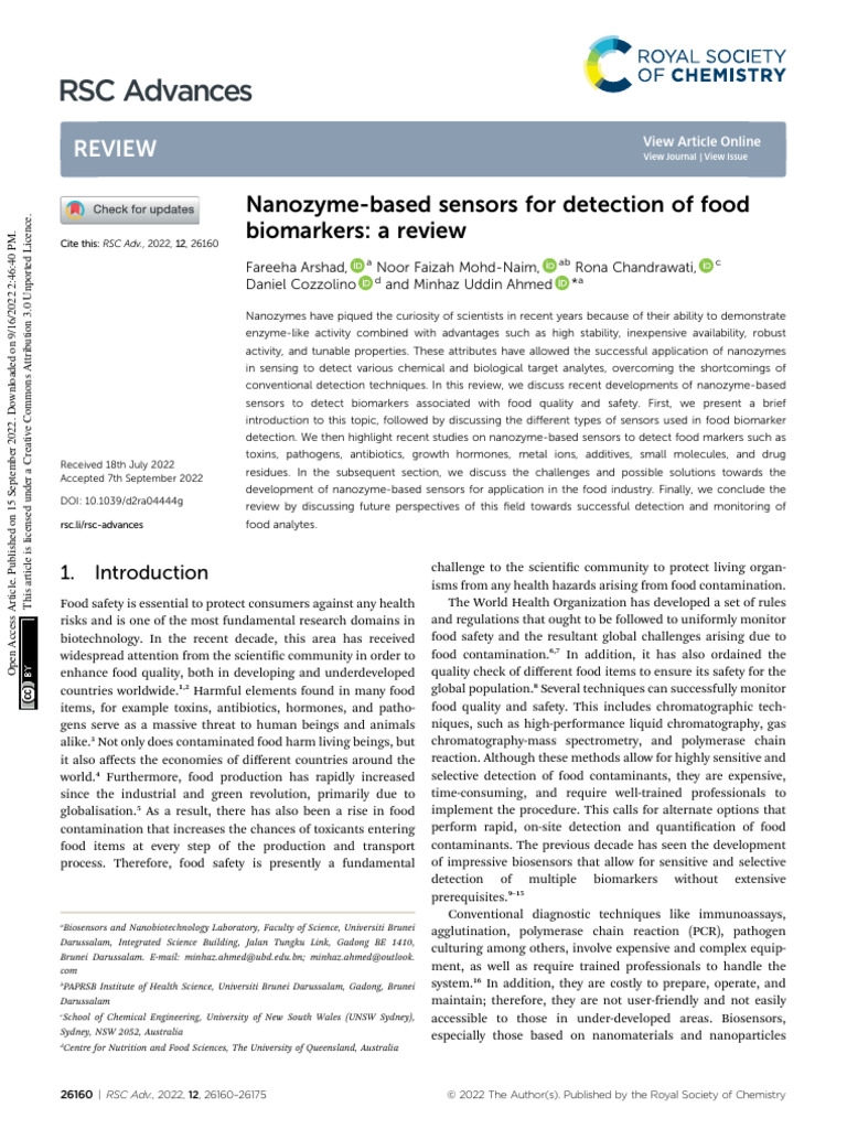 Nanozyme-Based Sensors For Detection of Food Bioma | PDF | Biosensor ...