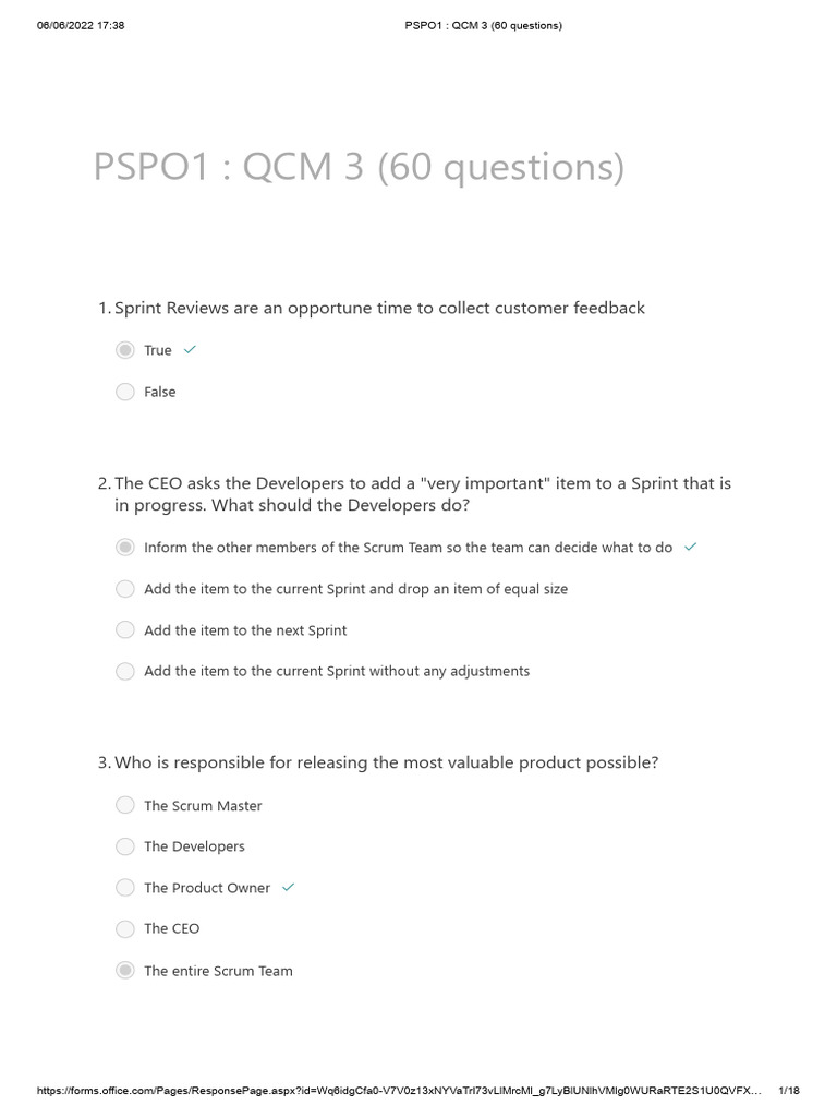 Scrum Product Owner QCM Guide | PDF | Scrum (Software Development ...