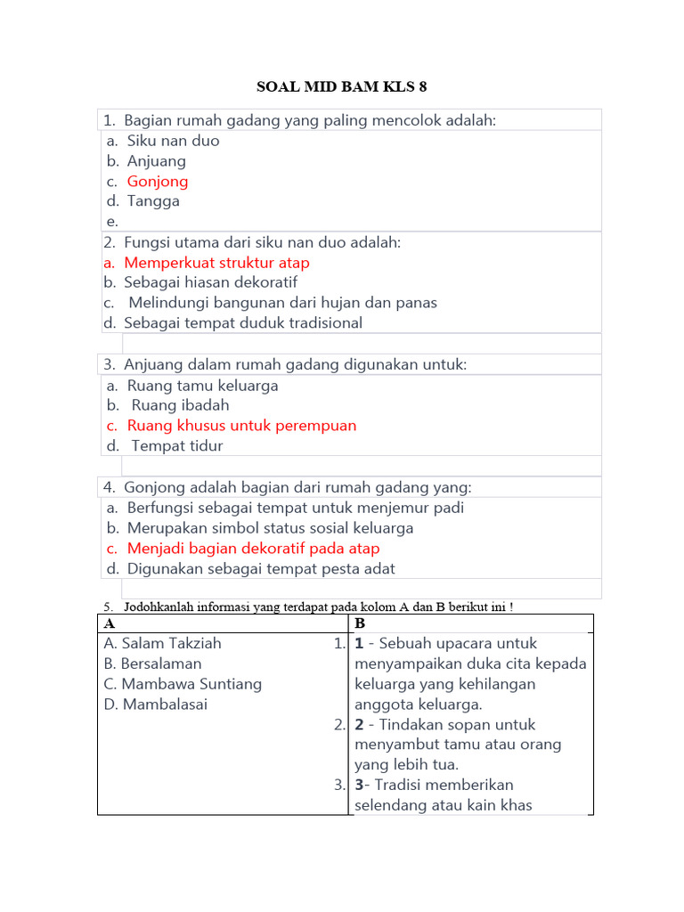 Soal Mid Bam KLS 8 Nof | PDF | Kajian Bahasa Asing