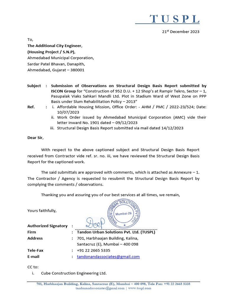 01 - Observations in Design Basis Report - 21-12-2023 | PDF | Civil ...