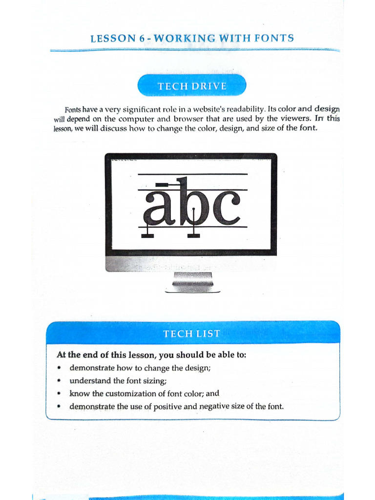 Grade 9 Working With Fonts | PDF