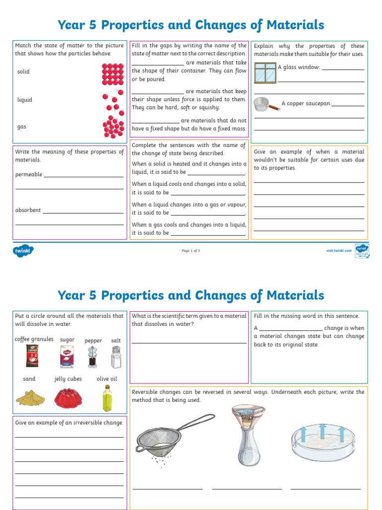 T SC 2550160 Ks2 Year 5 Properties and Changes of Materials Revision ...