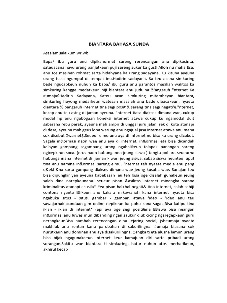 Biantara Bahasa Sunda | PDF