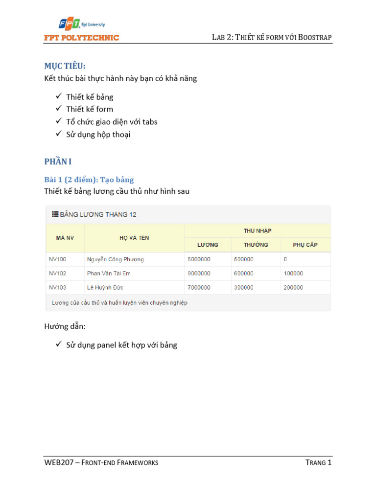 WEB207 - Lab2 - Thi - T K - Form V - I Boostrap | PDF