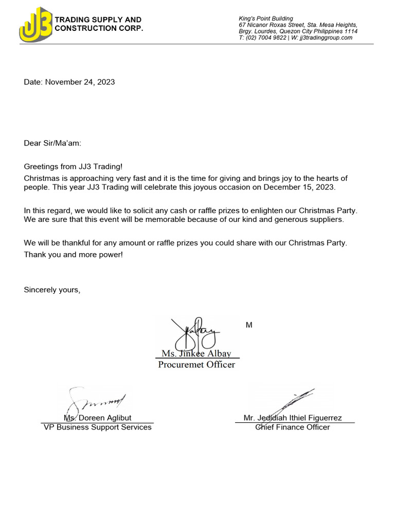 JJ3 Trading Christmas Party 2023 | PDF