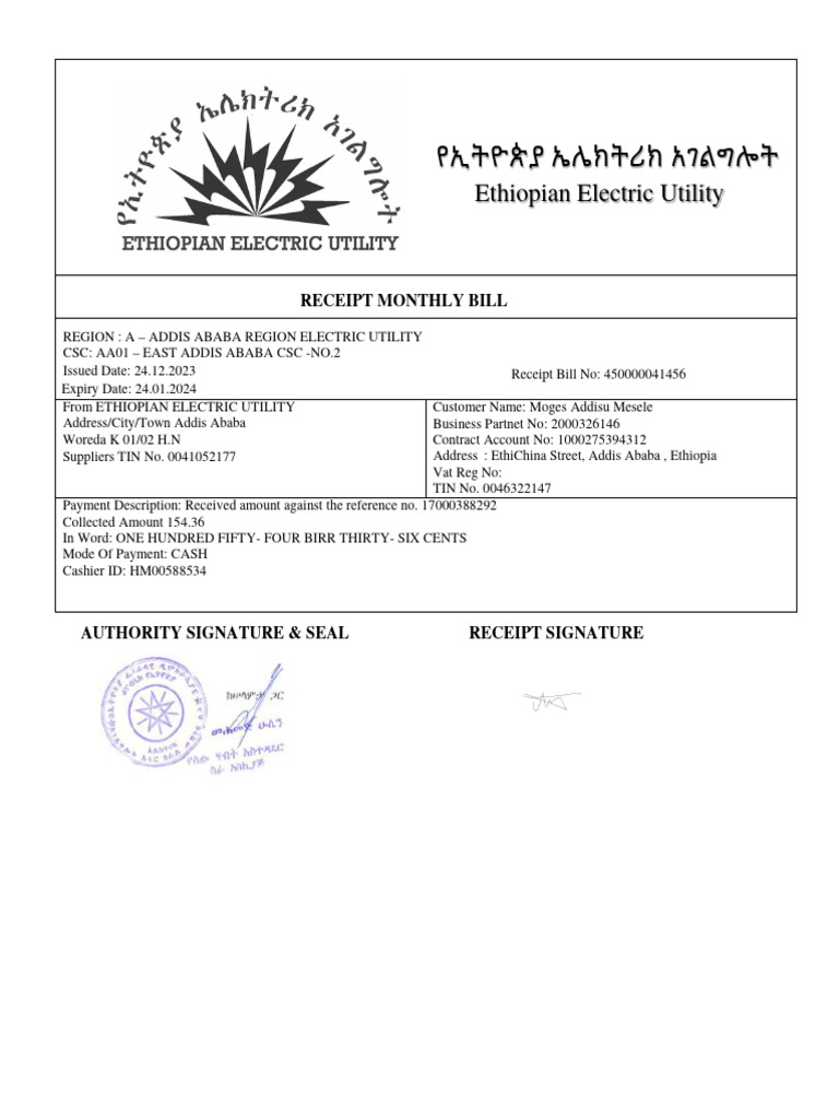 Electric Utilitybill | PDF