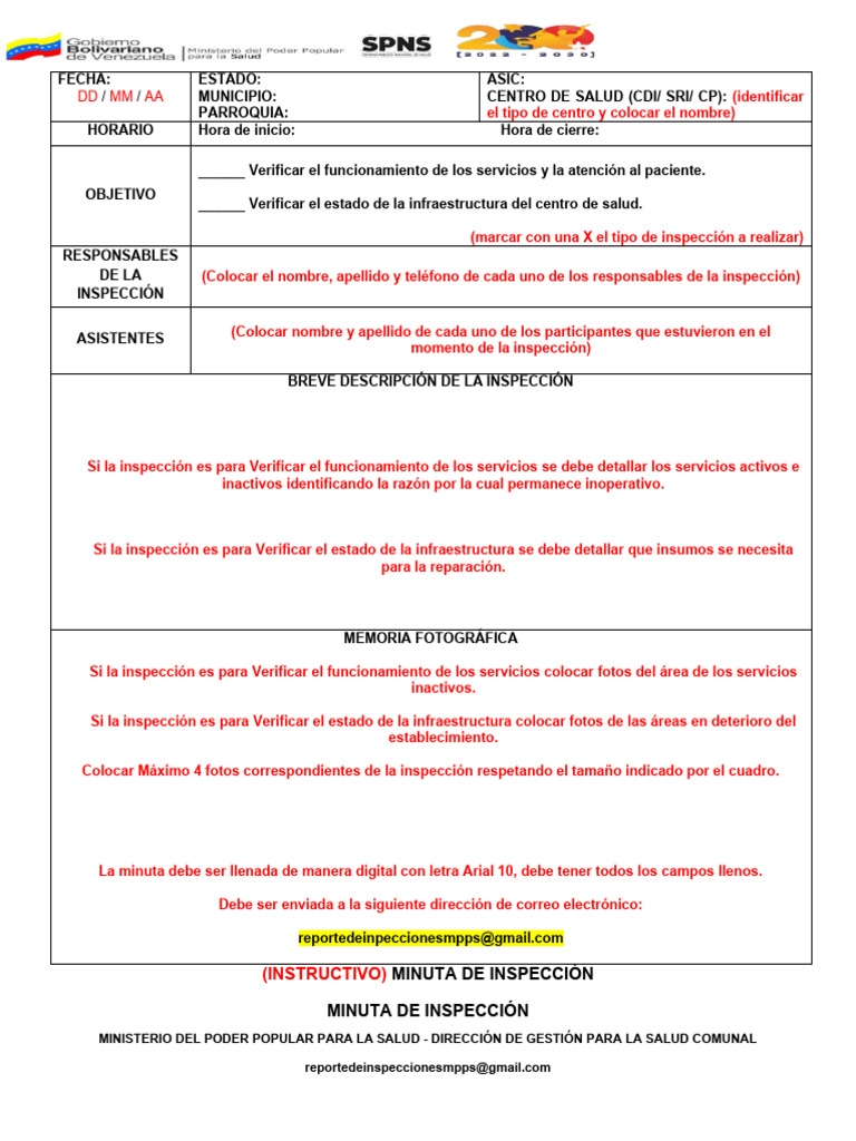 Minuta de Inspección CP Venezuela 2024 | PDF