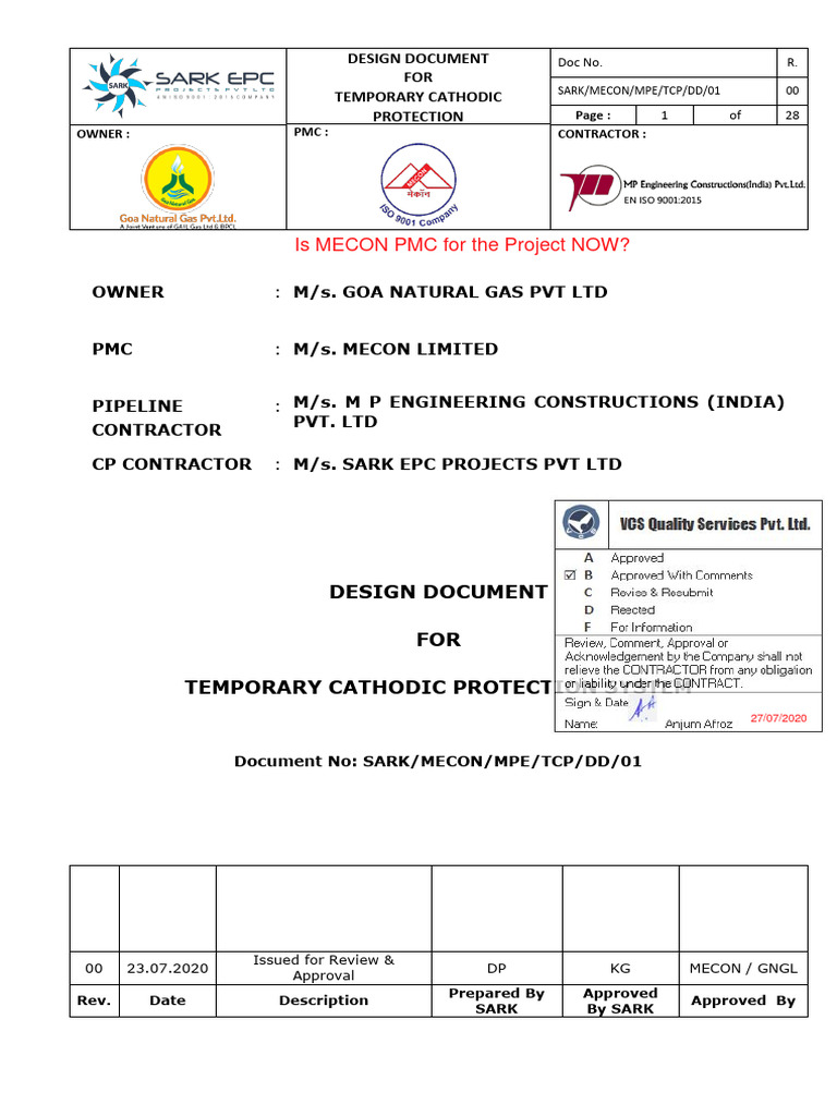 Approved Code B Sark Mecon Mpe TCP DD 01 | PDF | Anode | Corrosion