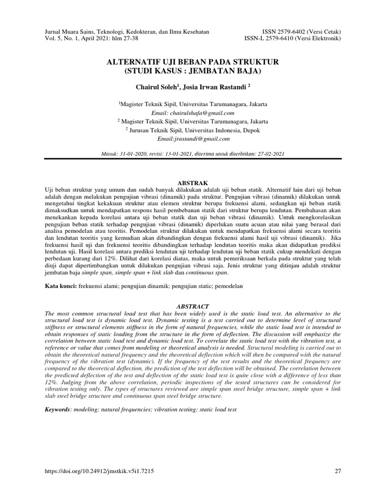 Korelasi Uji Beban Dinamis dan Statik | PDF