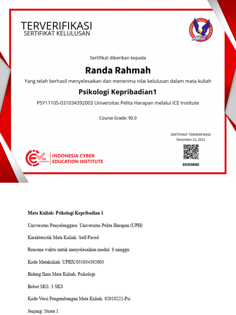 Logbook Psikologi Kepribadian 1 - Randa Manali Rahmah | PDF