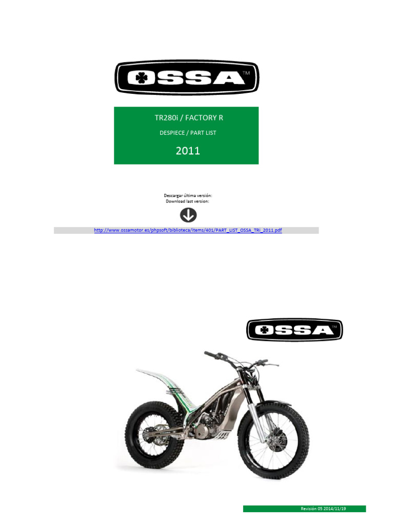OSSA TR 280i 2011 | PDF | Motor de combustión interna | Tecnología de vehículos