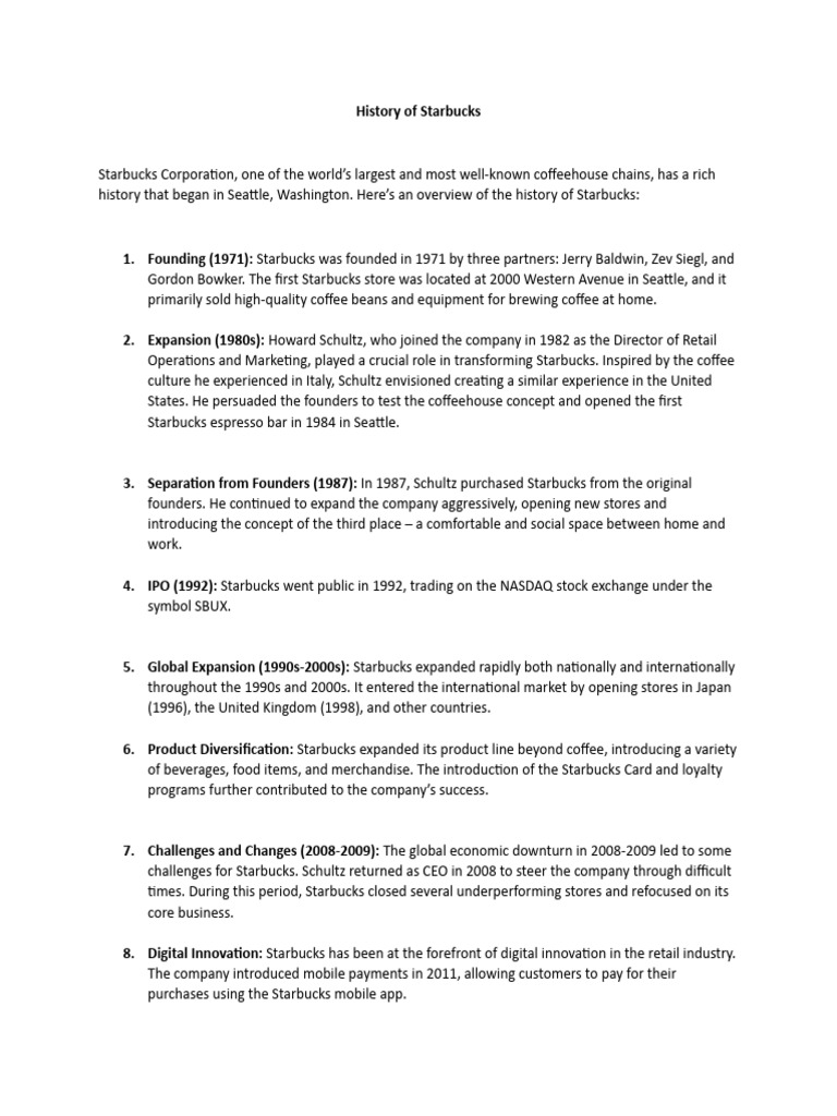 Starbucks History | PDF | Starbucks | Economies