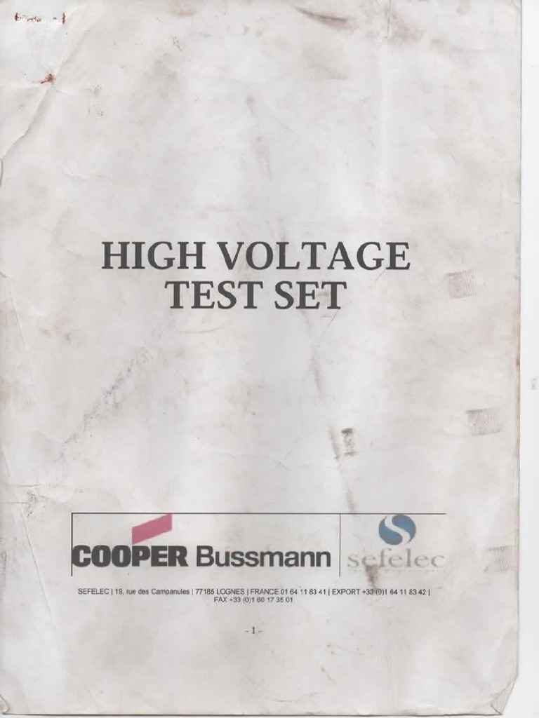 User Manual HV Test Set | PDF