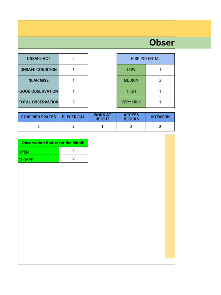 HSE Observation Sheet | PDF