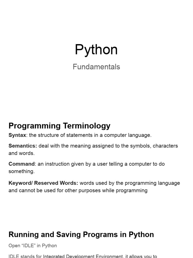 Python Fundamentals | PDF | Computer Program | Programming