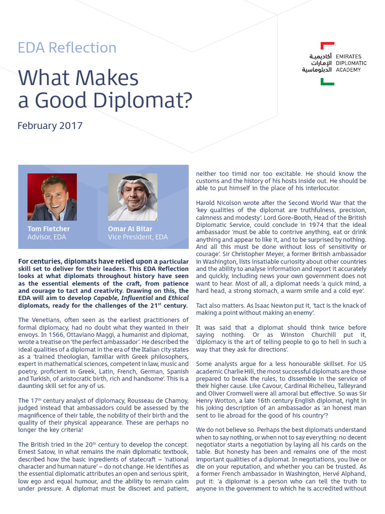 EDA Reflectiongooddiplomatenglish | PDF | Diplomat | Diplomacy