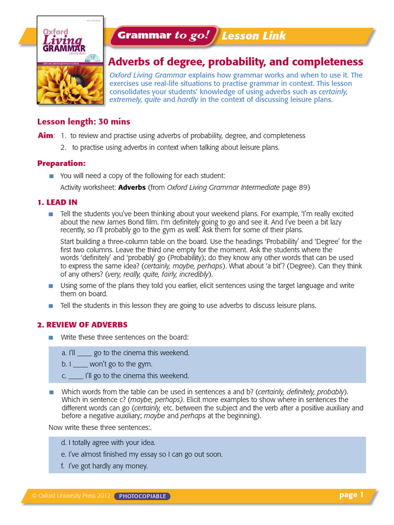 OLG Intermediate Mar12 | PDF | Adverb | Verb