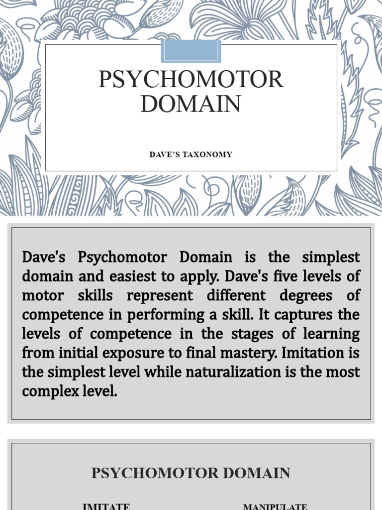 Psychomotor Domain DAVE | PDF | Self-Improvement