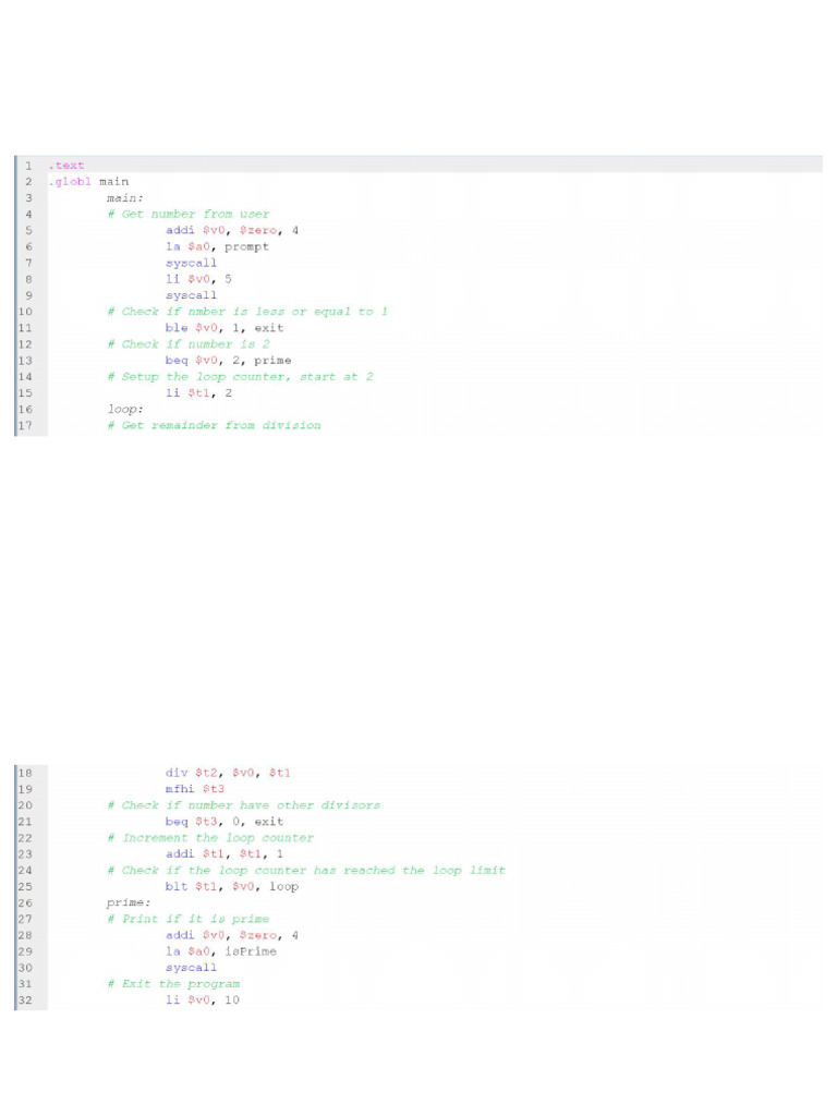 Program of Prime Number in MIPS Assembler | PDF