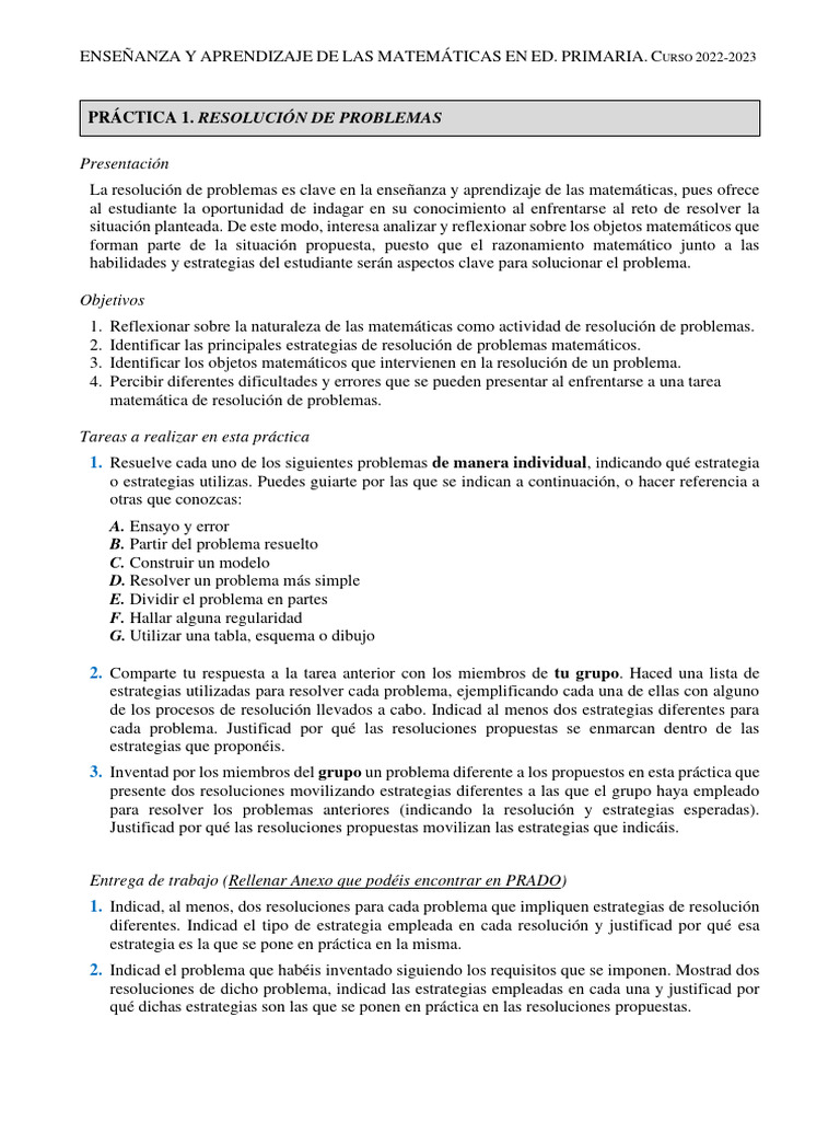 P1. ResoluciÃ N de Problemas | PDF | Aprendizaje | Matemáticas