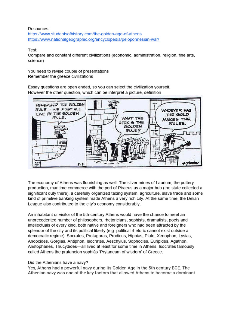 Ancient Greece Golden Age (Random Notes) | PDF | Ancient Greece | Athens