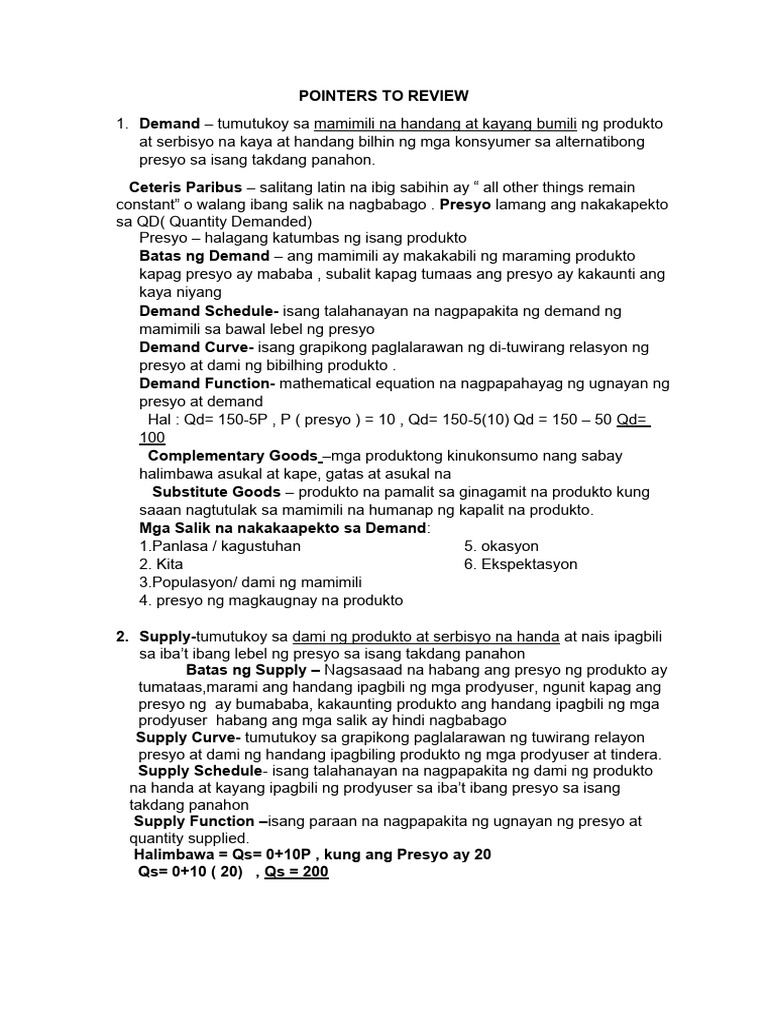 Pointers To Review Second Quarter | PDF